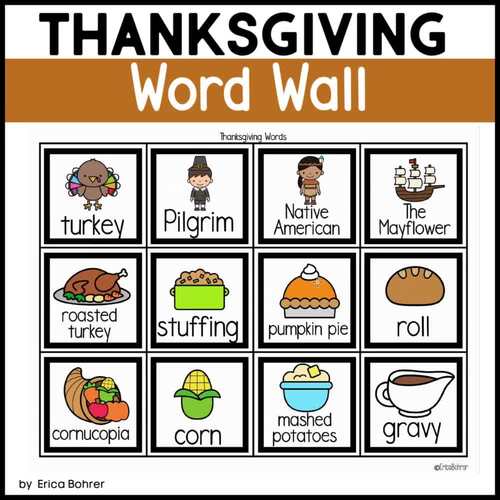 Thanksgiving Words with Pictures | Thanksgiving Word Wall for ENL and ...