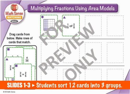 Multiplying Fractions Area Models DIGITAL MATCHING 15 PPT / Google ...