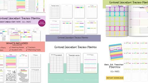 Printable General Education Teacher Planner - Bright Rainbow | TPT