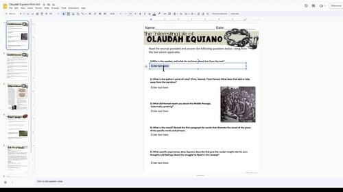 Olaudah Equiano's "The Interesting Life" Memoir Unit, Paired Read w ...