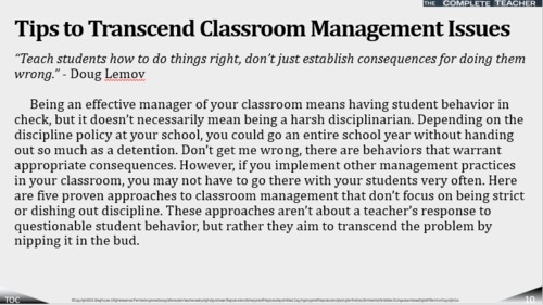 COMPLETE TEACHER Lesson 10 - Tips to Transcend Classroom Management Issues