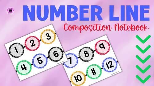 Number Line 1-100 Composition Notebook Themed by GinasPrintableShop