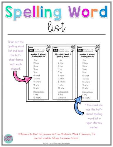 HMH Into Reading 1st Grade - Modules 1-12 BUNDLE Spelling Worksheets
