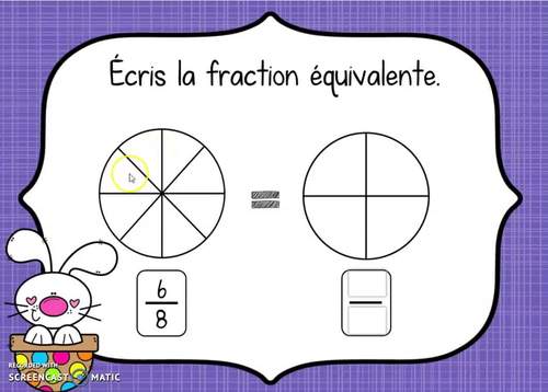 Fractions équivalentes Boom Cards French distance learning by Madame Soleil