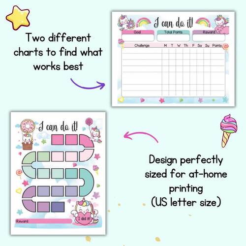 Unicorn Reward Chart - Printable Unicorn Kids Behavior Chart - Sticker ...