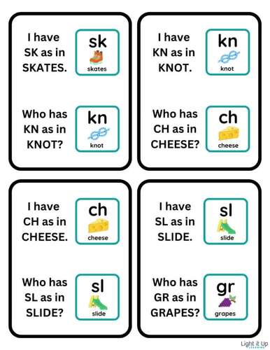 PHONICS Game / Center Consonant Blends "I Have, Who Has?" (Science of ...