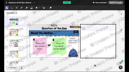 Number & Operations Math Question of the Day - 4th 5th Grade - Gifted ...