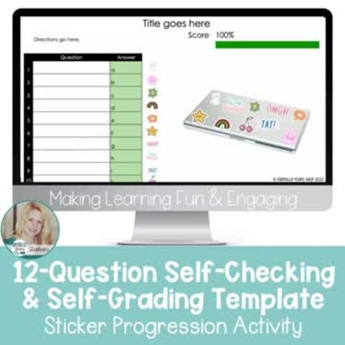 Template - Editable Digital Resource Activity Self-Grading Sticker ...