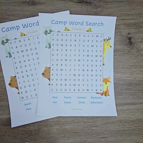 Camping Word Search Puzzles by HH Fun and Learning | TPT