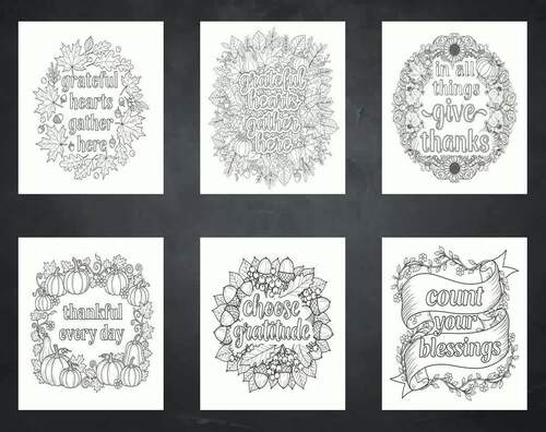 50 Thanksgiving Word & Quote Affirmations | Gratitude Coloring Pages