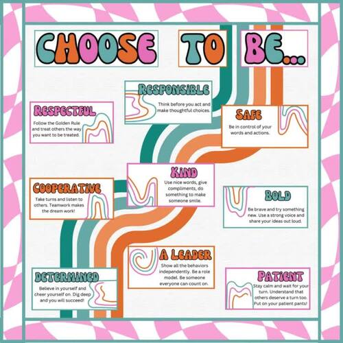 Retro Positive Behavior Bulletin Board by Lifting Up Leaders | TPT