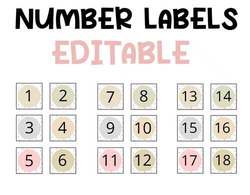 Printable Boho Neutral Number Labels, Classroom Calendar Number Labels