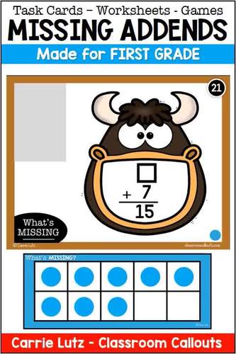 Missing Addends: Task Cards, Worksheets & Games | TPT
