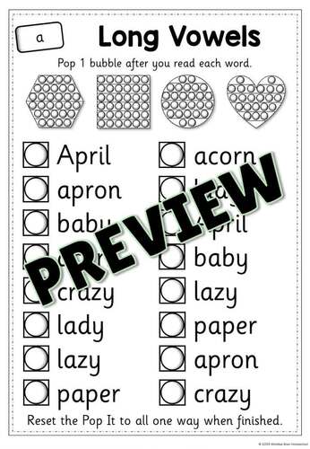 Pop It Interactive Decodable Reading wordlists Long Vowels & split digraphs