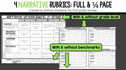 First Grade Writing Rubric With Kid Friendly Writing Assessments and ...