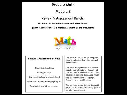 Grade 5, Math Module 3 REVIEW & ASSESSMENT (PDFs, Microsoft Word ...