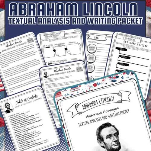 Abraham Lincoln 2 Differentiated Reading, Writing Lesson, and Text Analysis