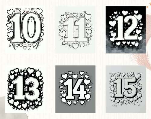 Valentine’s Day Numbers 10 to 20 Coloring Pages by Colorful Creations Hub