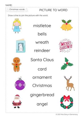 CHRISTMAS VOCABULARY LITERACY CENTERS｜BUNDLE by Miss Dany in Elementary
