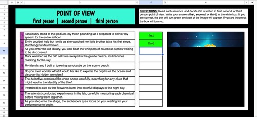 POINT OF VIEW Digital Google Sheets Mystery Picture by Mainly Middle ...