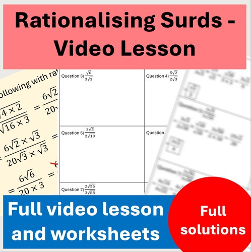 Rationalising Surds (Basic) - Complete Video lesson with worksheets