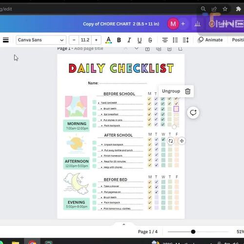 Editable chore chart for multiple Kids daily checklist canva, Daily ...