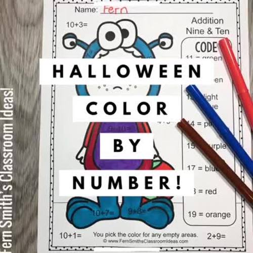 Halloween Color By Number Addition by Fern Smith's Classroom Ideas