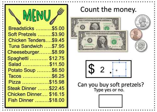 Counting Money at a Restaurant Mixed Coins & Bills Task Cards Real ...