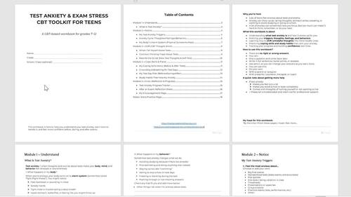 Test Anxiety & Exam Stress Workbook for Teens | CBT & SEL Counseling ...