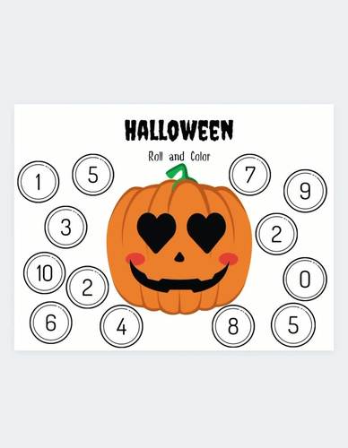 Halloween Roll and Cover Bundle Math Centers Kindergarten Preschool NO ...