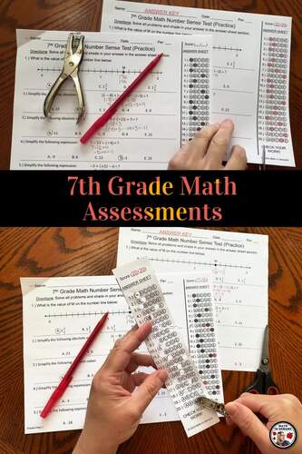 7th Grade Math Multiple Choice Assessments Editable Tests by Math in Demand