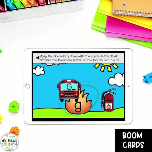 Uppercase Lowercase Matching Boom Cards - Fire Safety by Ms Robin's ...