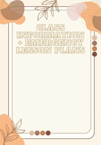 Sub Binder Template - Lesson Plan Template | Sub Binder | Substitute Binder