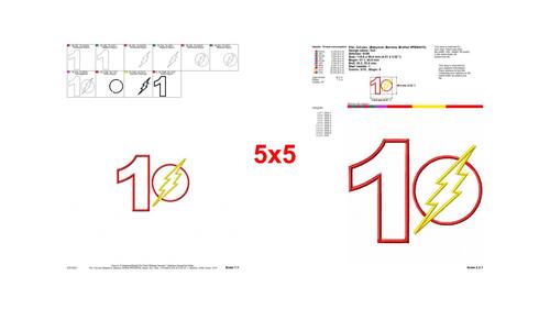 The Flash Birthday Number 1 Applique Design - Instant Download by Aneta H