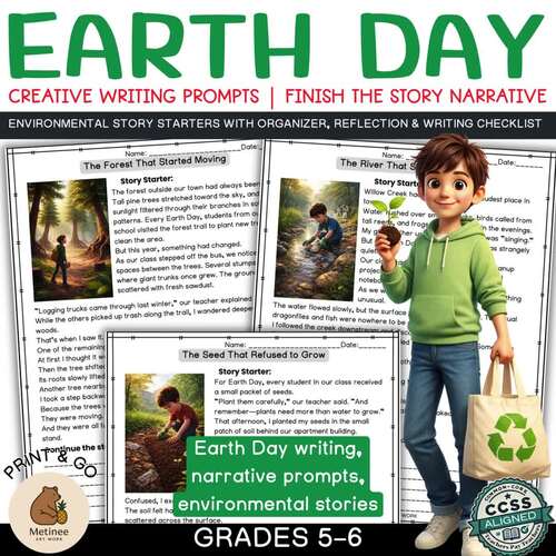 Earth Day Creative Writing Prompts | Finish the Story Narrative Grades 5–6