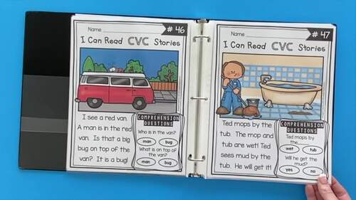 CVC words reading passages BUNDLE Fluency and Comprehension Reading ...