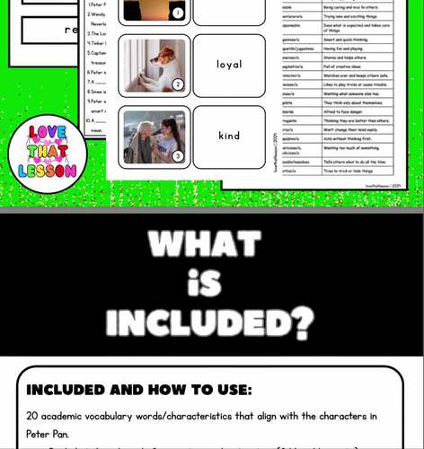 3rd Grade ESL Vocabulary, Peter Pan Character Traits, Multi Sensory ...