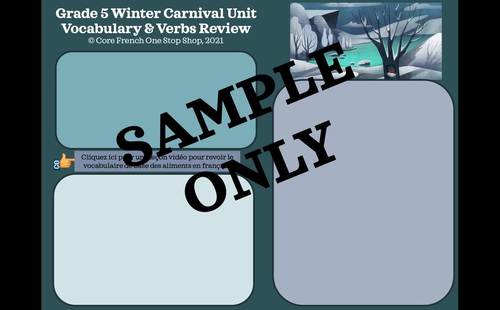 Grade 5 Winter Carnival Unit Vocabulary & Verbs Review | TPT