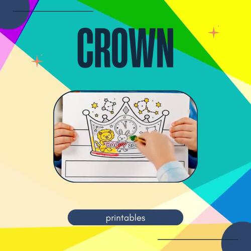 New year crown 2026 Headband Craft | January Coloring Activity bundle
