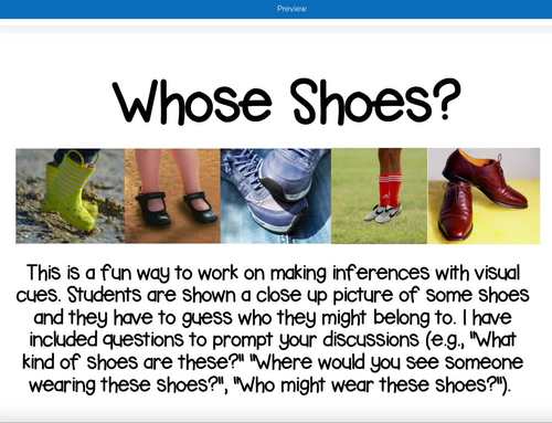 Whose Shoes? Boom Cards™ Speech Therapy Language Activity Making Inferences