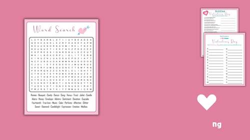 Valentines Day Printable Games, Kid, Adult, Classroom Activity for Kids ...