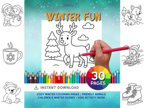 30 Winter Fun Coloring Pages for Kids | Animals, Children & Winter Scenes
