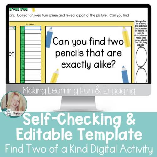 Editable Self-Checking Two of a Kind Task Card Template Digital ...