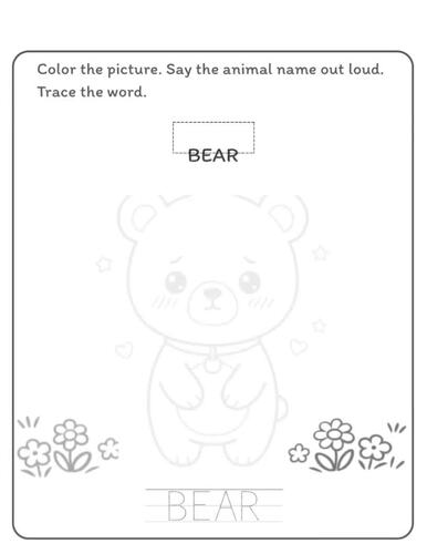 Cute Animal Coloring Pages with Vocabulary | 40 Printable Worksheets ...