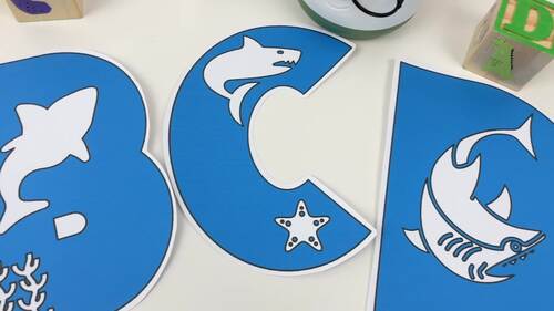Sharks Letters & Numbers for Bulletin Board & Classroom Decor, Shark Week