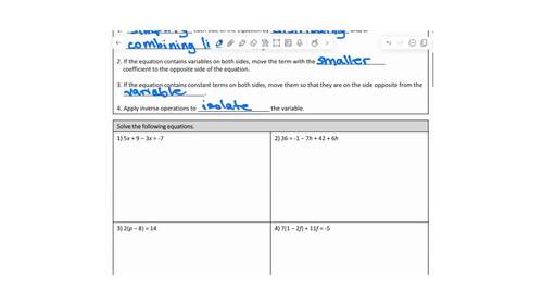 Multi-Step Equations Guided Notes, Worksheet, and Video Lesson (EDITABLE)