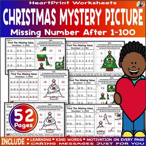 Christmas Mystery Picture: Missing Number After 1 - 100 | Kindergarten ...