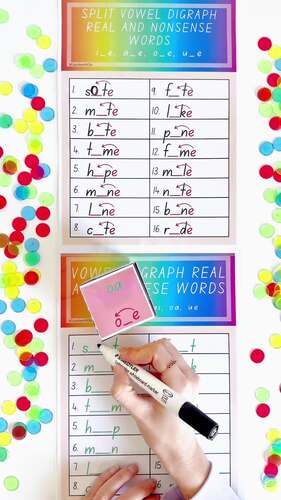 Long vowel real and nonsense word spelling game and worksheets ...
