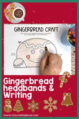Gingerbread Man Hat | Girl | Headband Craft with Writing | TPT
