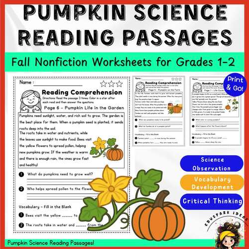 Pumpkin Science Reading Passages | Fall Nonfiction Worksheets for ...